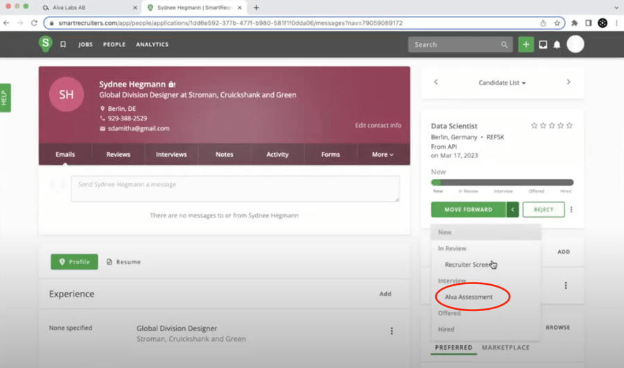 Alva Labs x SmartRecruiters Integration